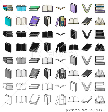 Books set icons in cartoon style. Big... - Stock Illustration [45094385 ...