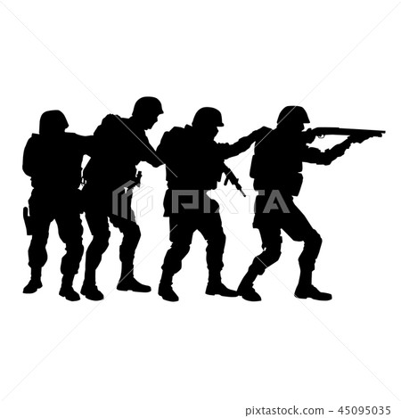 SWAT team in stack formation vector silhouette - Stock Illustration ...