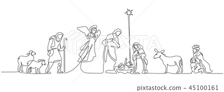 Bible scene of holy family. Vector illustration - Stock Illustration ...