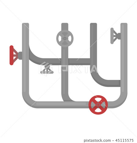 Pipes with valves icon in cartoon style... - Stock Illustration ...