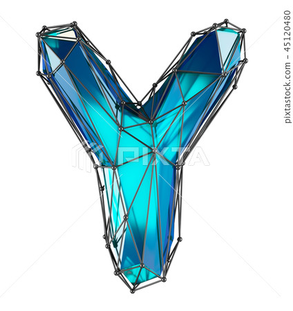 Capital latin letter Y in low poly style blue... - Stock Illustration ...