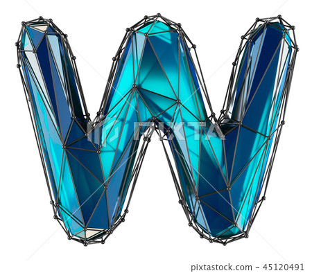 Capital latin letter W in low poly style blue... - Stock Illustration ...