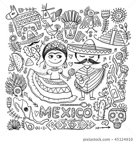 Travel to Mexico. Sketch for your design - Stock Illustration [45124910 ...