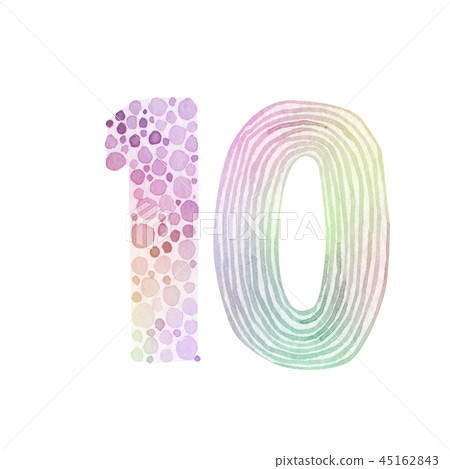 10 watercolor illustrations of numbers - Stock Illustration [45162843 ...