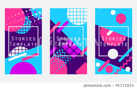 Stories template memphis style. Geometric objects - Stock Illustration ...