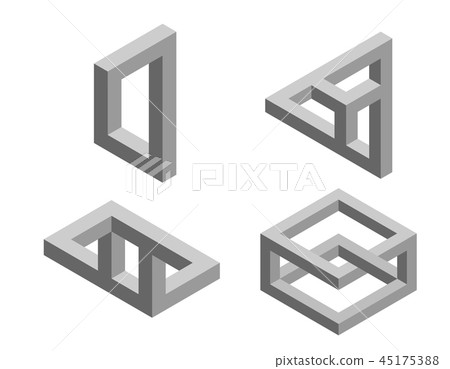 Impossible object set No5. Isolated on white - Stock Illustration ...