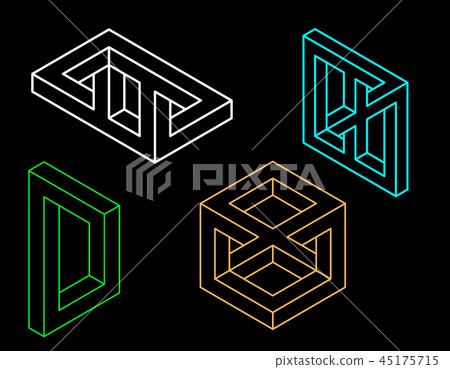 Impossible object set No6. Isolated on black - Stock Illustration ...