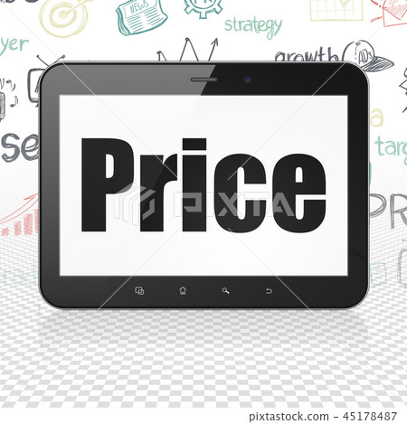 Advertising concept: Tablet Computer with Price... - Stock Illustration ...