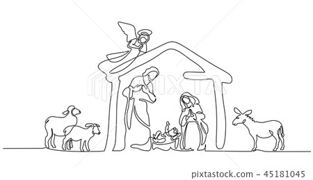 Bible scene of holy family. Vector illustration - Stock Illustration ...