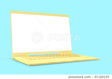 Mock up laptop yellow color pastel concept - Stock Illustration ...