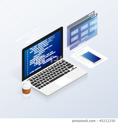 programmer coding binary computer isometric vector - Stock Illustration [45211250] - PIXTA