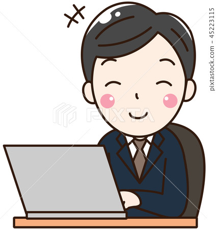 Work with smile of male office worker office... - Stock Illustration ...