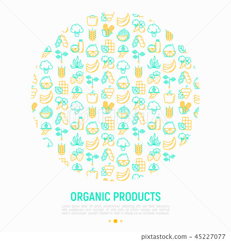 Organic products concept in circle - Stock Illustration [45227077] - PIXTA