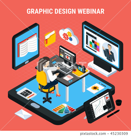 Graphic Design Webinar Concept - Stock Illustration [45230309] - PIXTA