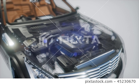 engine and other parts visible in car - Stock Illustration [45230670 ...