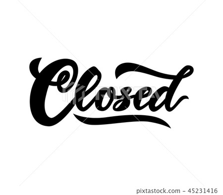Word Closed modern calligraphy lettering.... - Stock Illustration ...