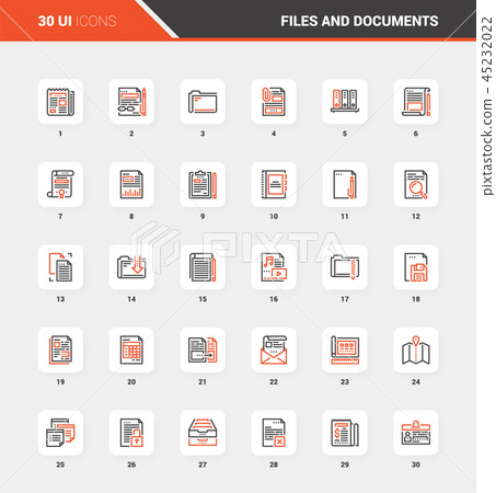 Files and Documents Flat Line Web Icon Concepts - Stock Illustration ...
