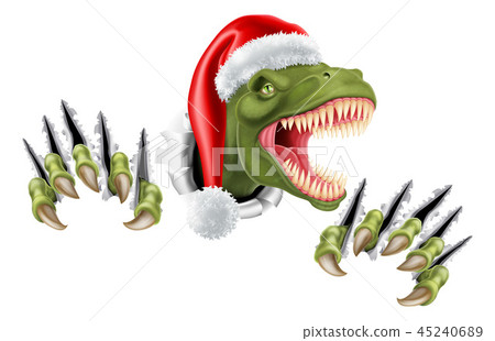 Santa Christmas Hat T Rex Dinosaur - Stock Illustration [45240689] - PIXTA