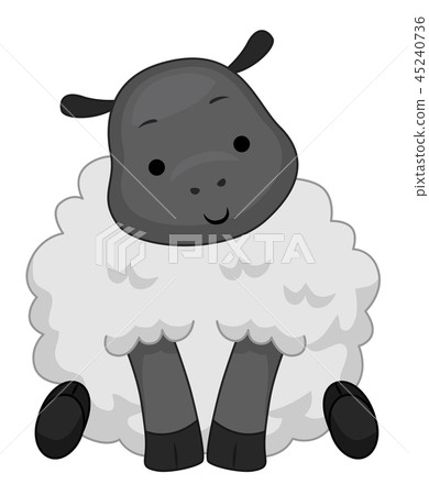 Sheep Sit Illustration-插圖素材 [45240736] - PIXTA圖庫