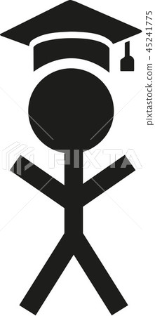 Stickman with graduation hat - Stock Illustration [45241775] - PIXTA