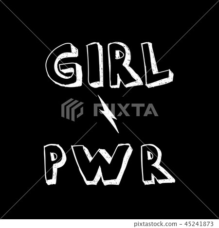Girl power hand lettering sign with lightning. - Stock Illustration ...