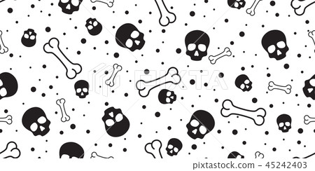 Skull seamless pattern Halloween vector bone dot - Stock Illustration ...