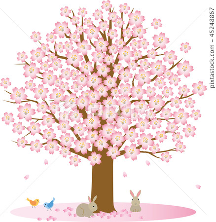 Cherry tree small animals - Stock Illustration [45248867] - PIXTA