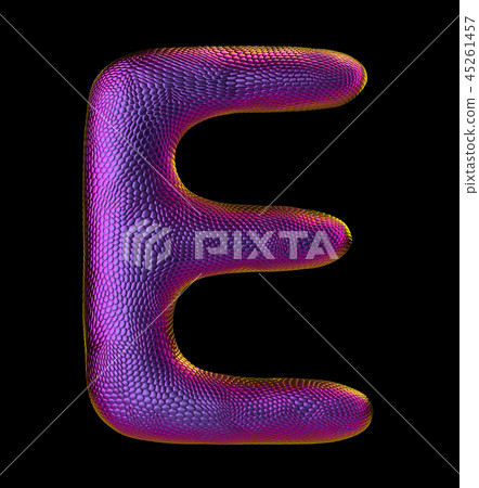 Letter E made of natural purple snake skin... - Stock Illustration ...