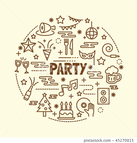 party minimal thin line icons set - Stock Illustration [45270815] - PIXTA