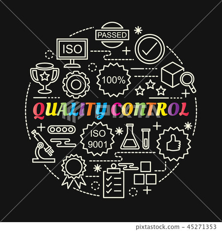 quality control gradient with line icons set - Stock Illustration ...