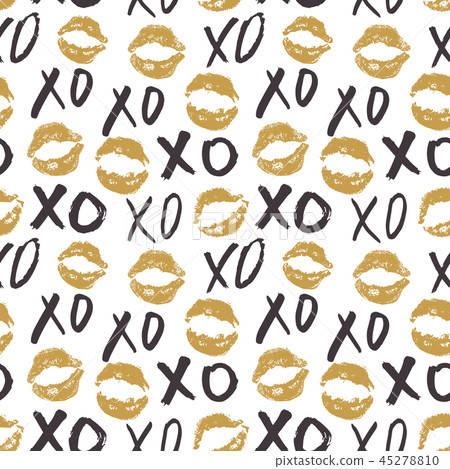 XOXO brush lettering signs seamless pattern vector - Stock Illustration ...