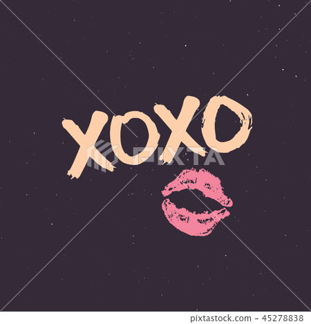 XOXO brush lettering sign, hugs and kisses vector - Stock Illustration ...