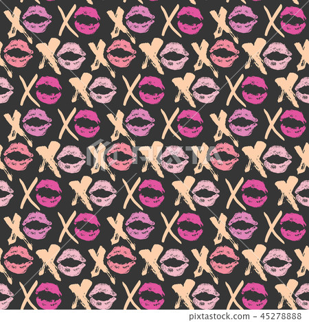 XOXO brush lettering signs seamless pattern vector - Stock Illustration ...