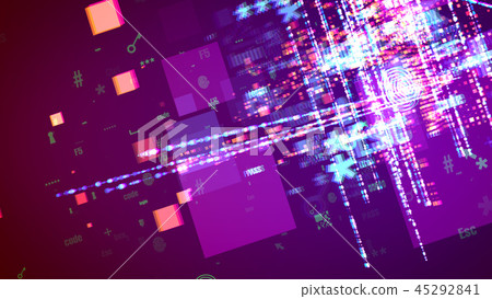 Cyber Symbols in Purple Backdrop - Stock Illustration [45292841] - PIXTA