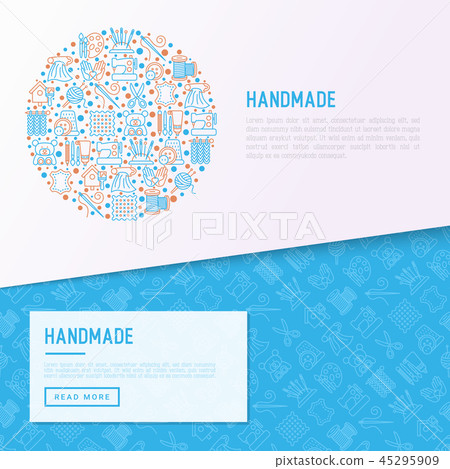 Handmade concept in circle with thin line icons - Stock Illustration ...