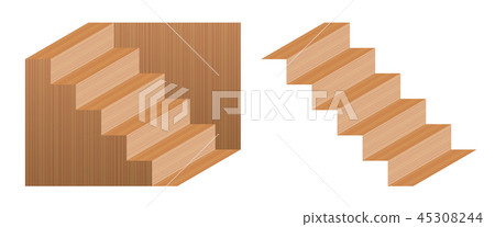 Schroeder Stairs Optical Illusion Wooden Texture - Stock Illustration ...