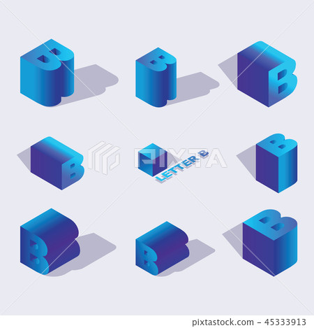 English Isometric alphabet font, letter B - Stock Illustration ...