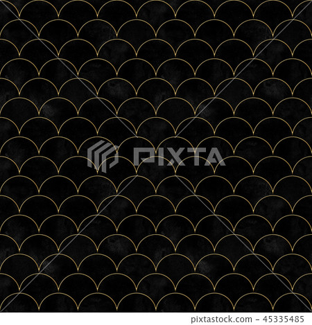 Mermaid fish scale black japanese seamless pattern - Stock Illustration ...