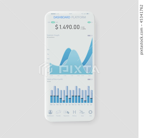 Clean Mobile UI Design Concept. Trendy - Stock Illustration [45341762 ...