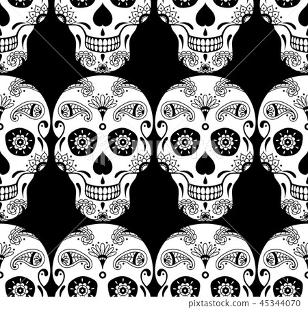 Vector seamless pattern of white sugar skull - Stock Illustration ...