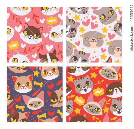 Cat face seamless patten vector illustartion.... - Stock Illustration ...