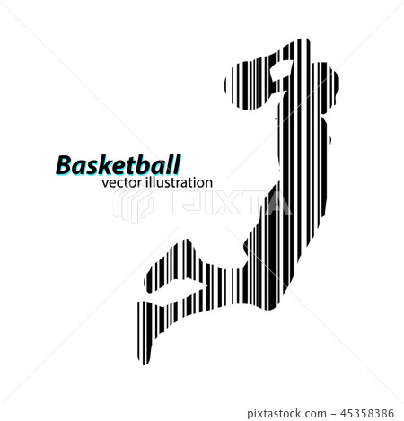 Silhouette of a basketball player and barcode.-插圖素材 [45358386] - PIXTA圖庫