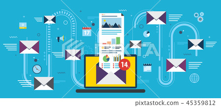 Laptop with envelope and open email on screen. - Stock Illustration ...