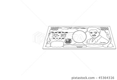 Japanese yen 1000 yen bill diagonal line table - Stock Illustration ...
