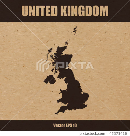 Detailed map of The United Kingdom on craft paper-插圖素材 [45375416] - PIXTA圖庫