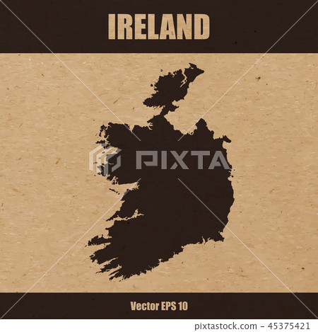 Detailed map of Ireland on craft paper background - Stock Illustration ...