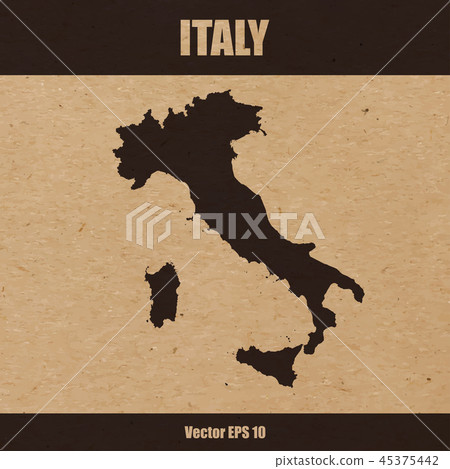 Detailed map of Italy on craft paper background - Stock Illustration ...