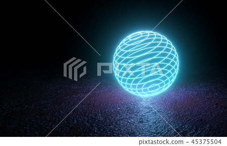 Cyan Neon Glowing Ring Ball - Stock Illustration [45375504] - PIXTA