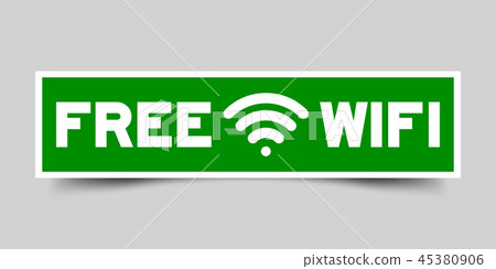 Green and white color free wifi sticker - Stock Illustration [45380906 ...