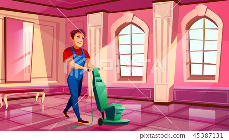 Ballroom of palace hall cleaning illustration - Stock Illustration ...